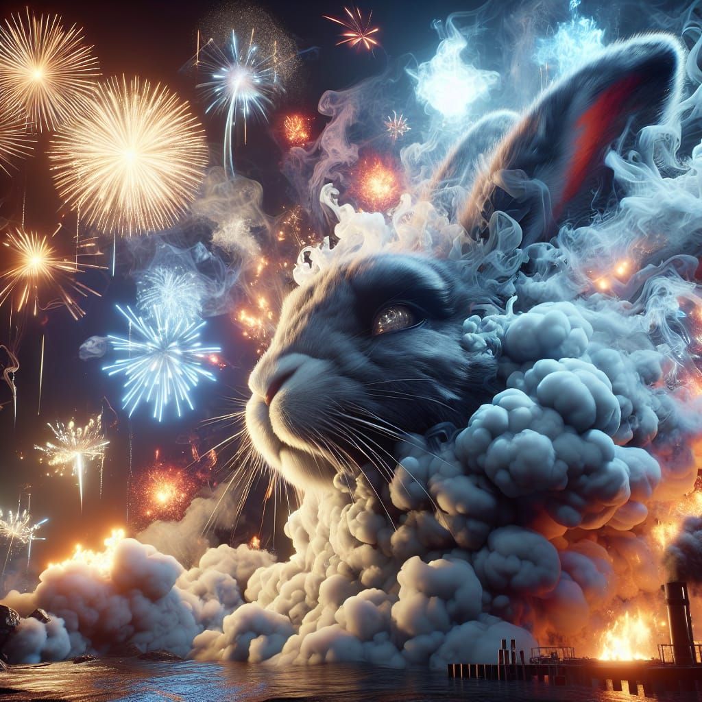 Firework rabbit - AI Generated Artwork - NightCafe Creator