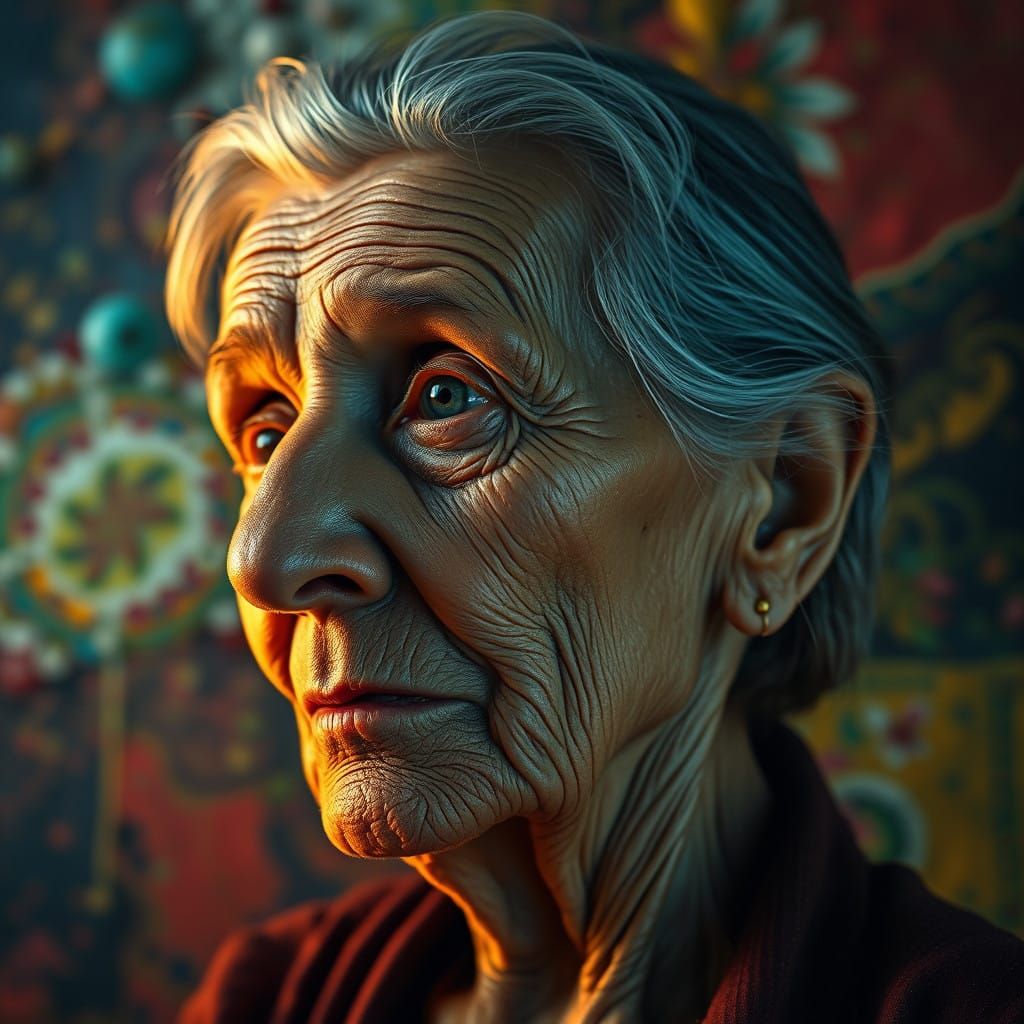 Old Women Face - Hyperrealistic Portrait of an Elderly Woman...