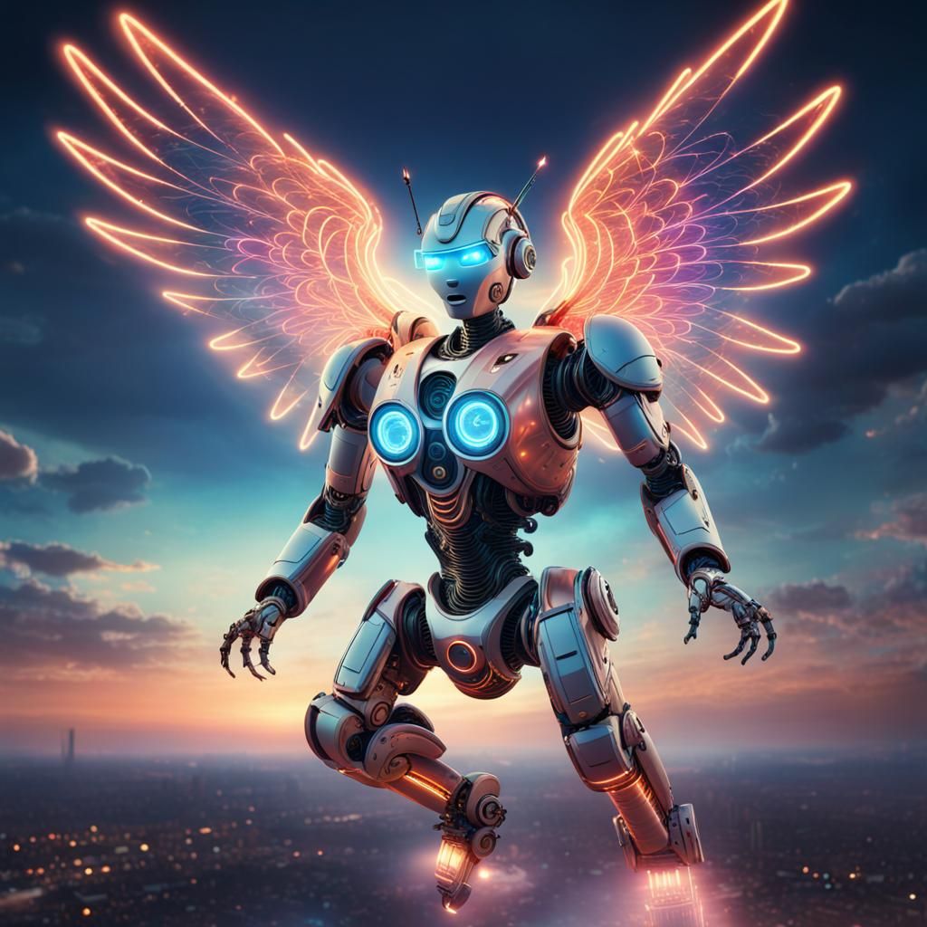 Robotic Guardian Angel - AI Generated Artwork - NightCafe Creator