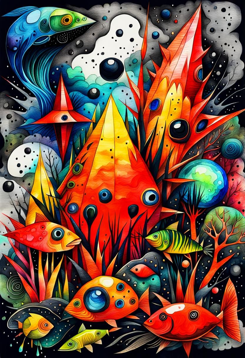 sharp surreal picture complex photomontage random black doodle drawings ...