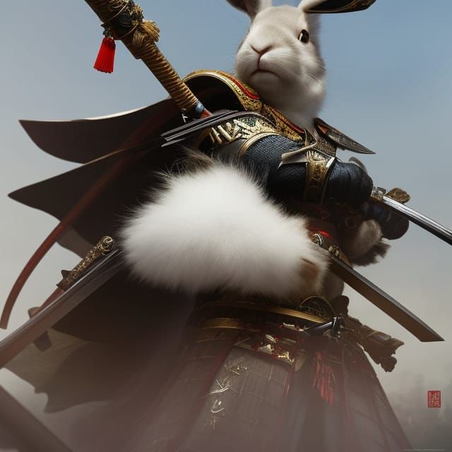 “samurai rabbit”! ⚔️, essence of the warriors, cute and fluffy. 🐰 ...