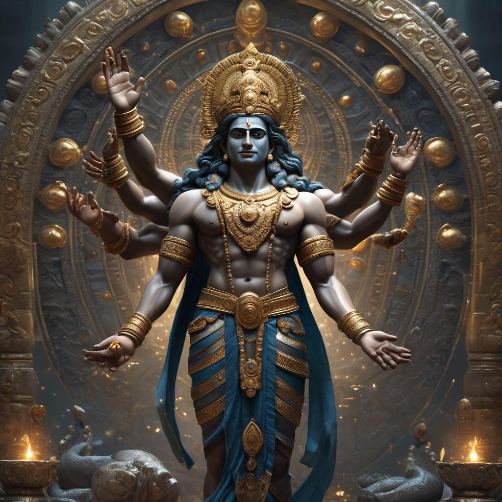 Lord Vishnu in Maha Vishnu Avatar: Hyperrealistic ... - AI Art