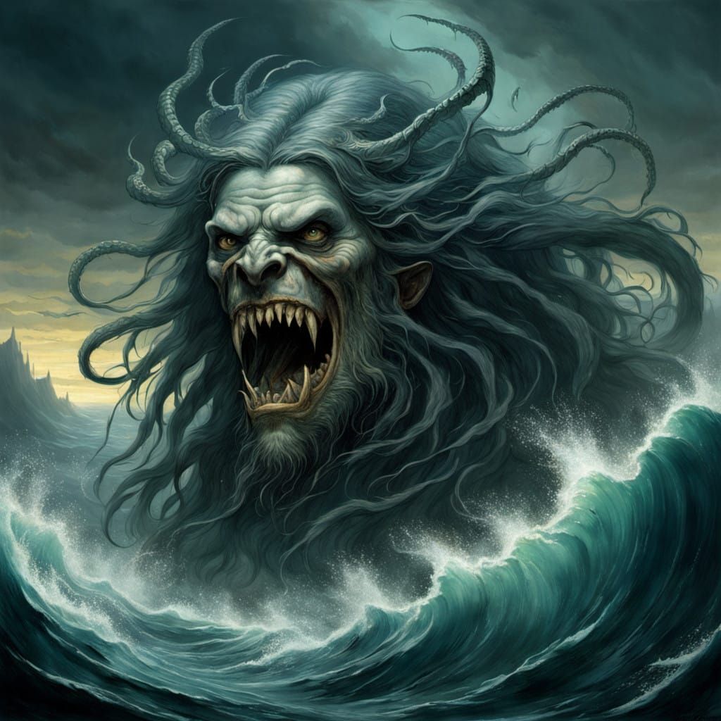 Gothic Sea Goddess in Horror Art - AI Art