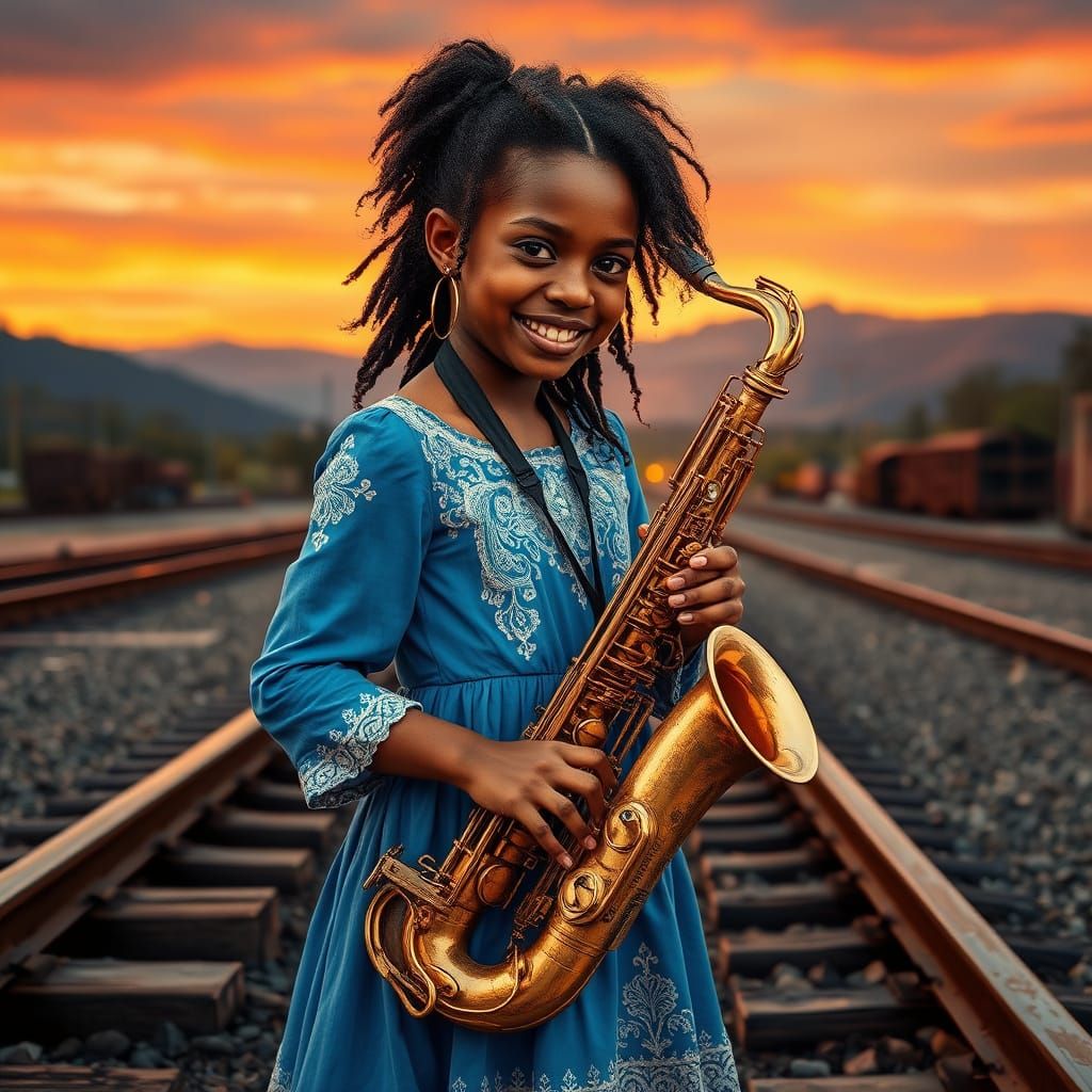 I'm packing the blues - Young Girl Plays Saxophone in Rustic...