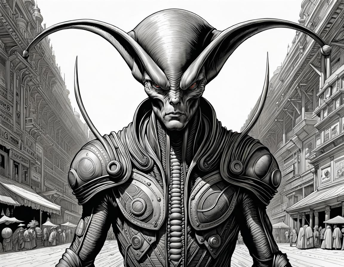 alien vistor with antennas - AI Generated Artwork - NightCafe Creator