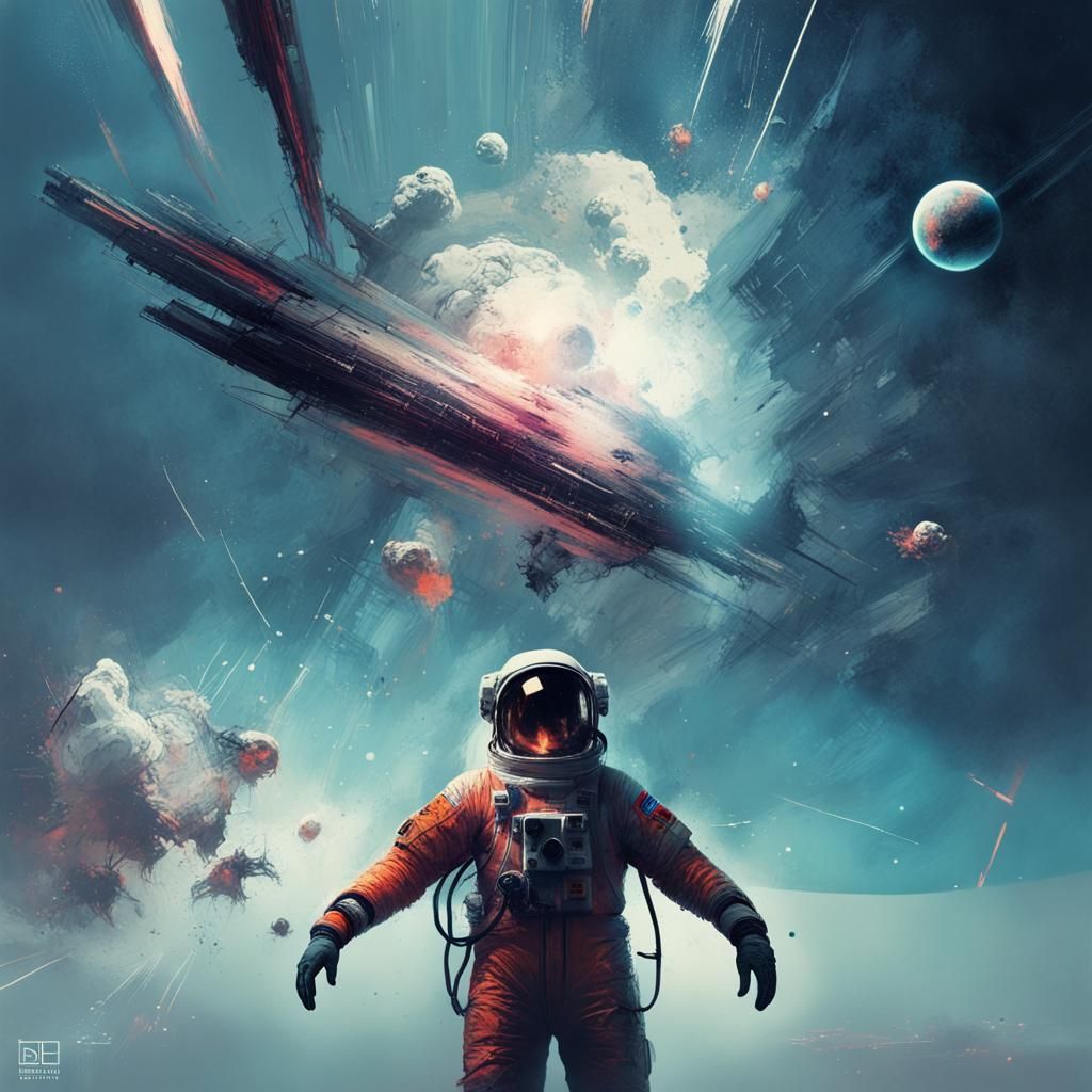 Astronaut Exploding out of Head evol1.0-noise50% - AI Generated Artwork ...