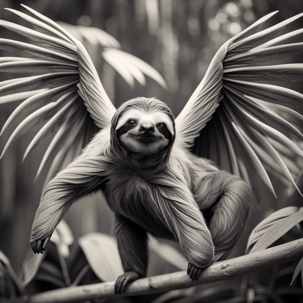A sloth with wings. - AI Generated Artwork - NightCafe Creator