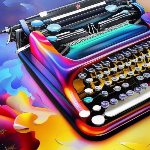 Colorful typewriter:: acrylic ink flow: 8k resolution photo realistic ...