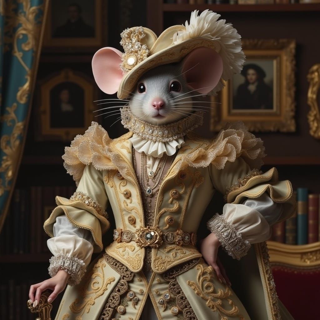 A majestic full-length portrait of Sir Mouse, 17th-century Baroque ...