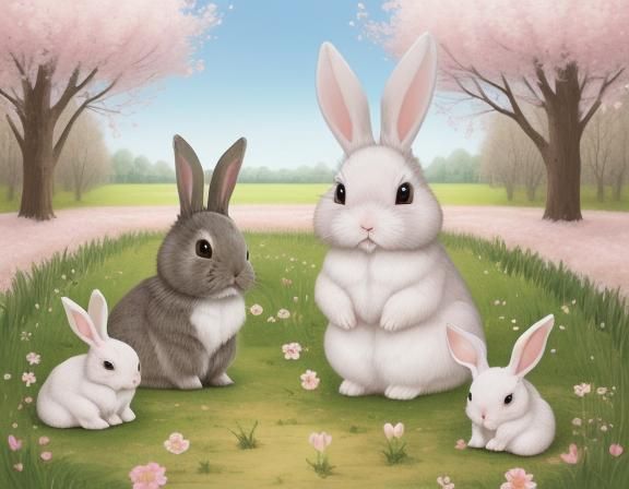 Spring rabbits (v2) - AI Generated Artwork - NightCafe Creator