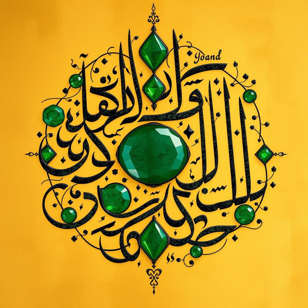 Calligraphy Jasper - Golden Calligraphy with Jasper Gemstone...