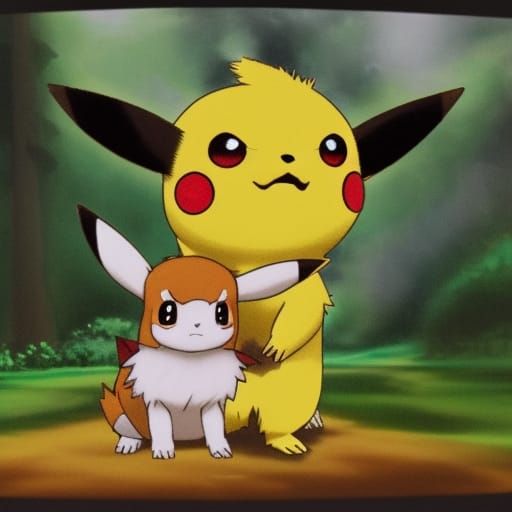 pikachu and eevee - AI Generated Artwork - NightCafe Creator