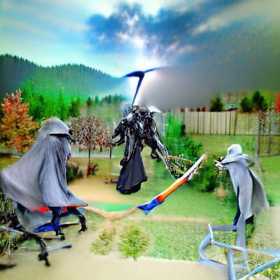 2 wizards battling Death Itself - AI Generated Artwork - NightCafe Creator