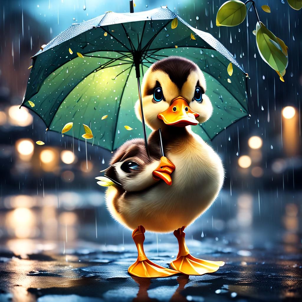 Duck in the rain - AI Generated Artwork - NightCafe Creator