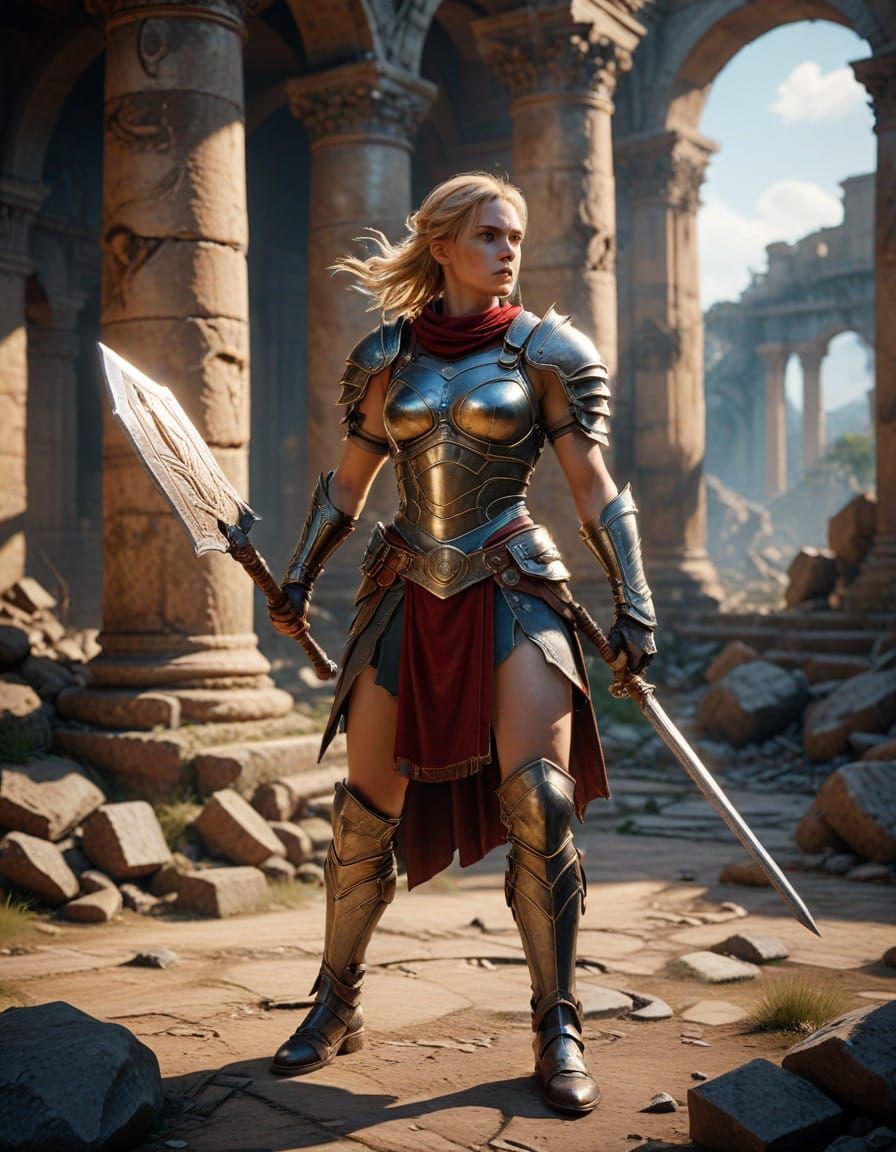 Ready for the battle - Amazon Warrior Meets Roman General in...