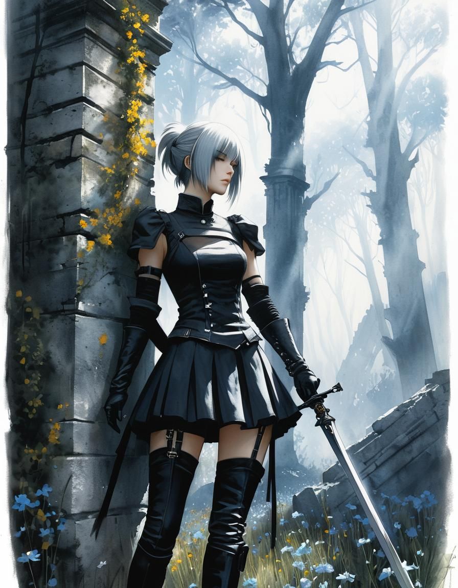 Nier Automata's 2B IX - AI Generated Artwork - NightCafe Creator