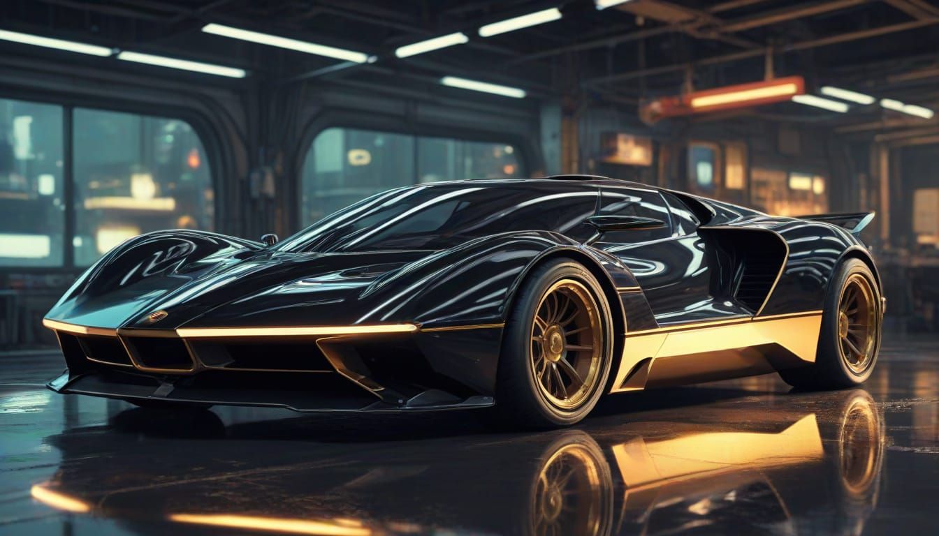 Futuristic Concept Car Unveiled in High-Tech Studi... - AI Art