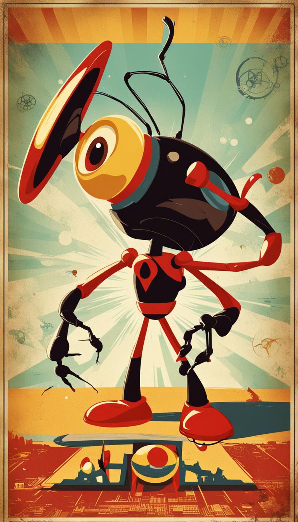 Atom Ant as a disney pixar retro movie poster, Pixar movie, labeled ...