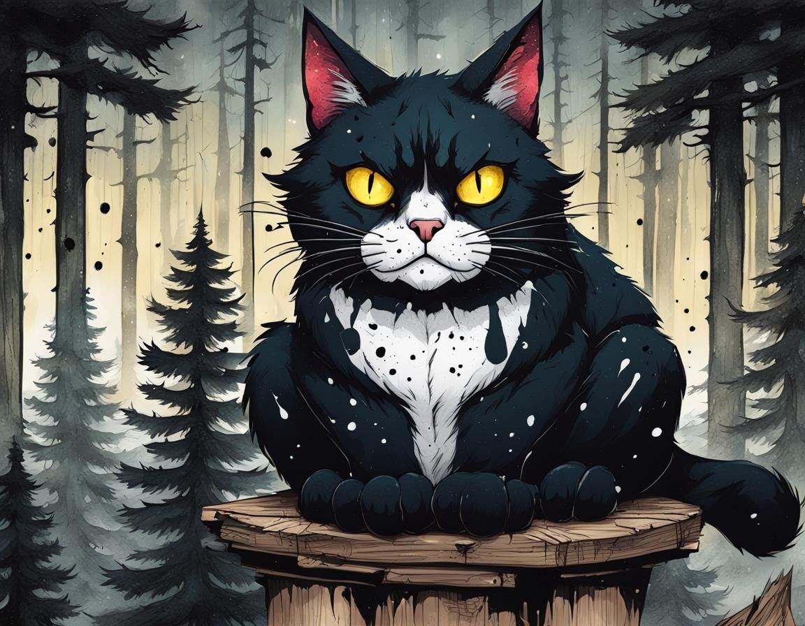 Bayun the cat, black and white silent version - AI Generated Artwork ...