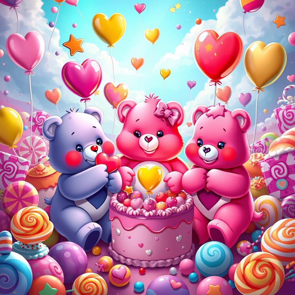 Surreal Candyland Wonderland with Care Bears and W... - AI Art