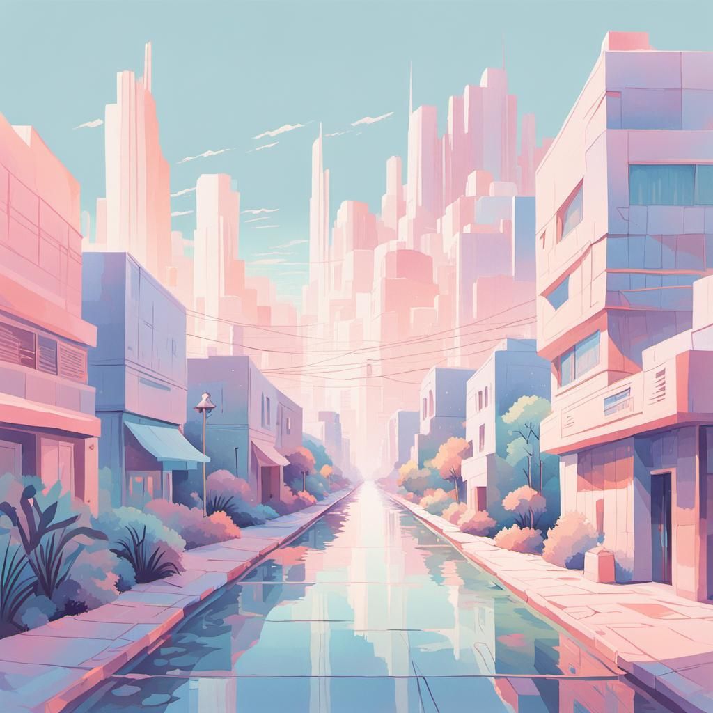 Scenes bathed in soft pastel hues, creating tranquil landscapes or ...