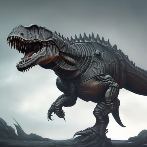 4 armed t-rex alien armoured | H.R. Giger - AI Generated Artwork ...