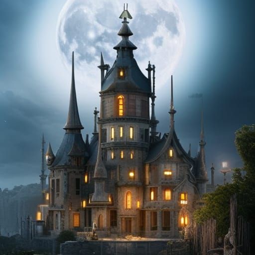 Moonlight Castle - AI Generated Artwork - NightCafe Creator