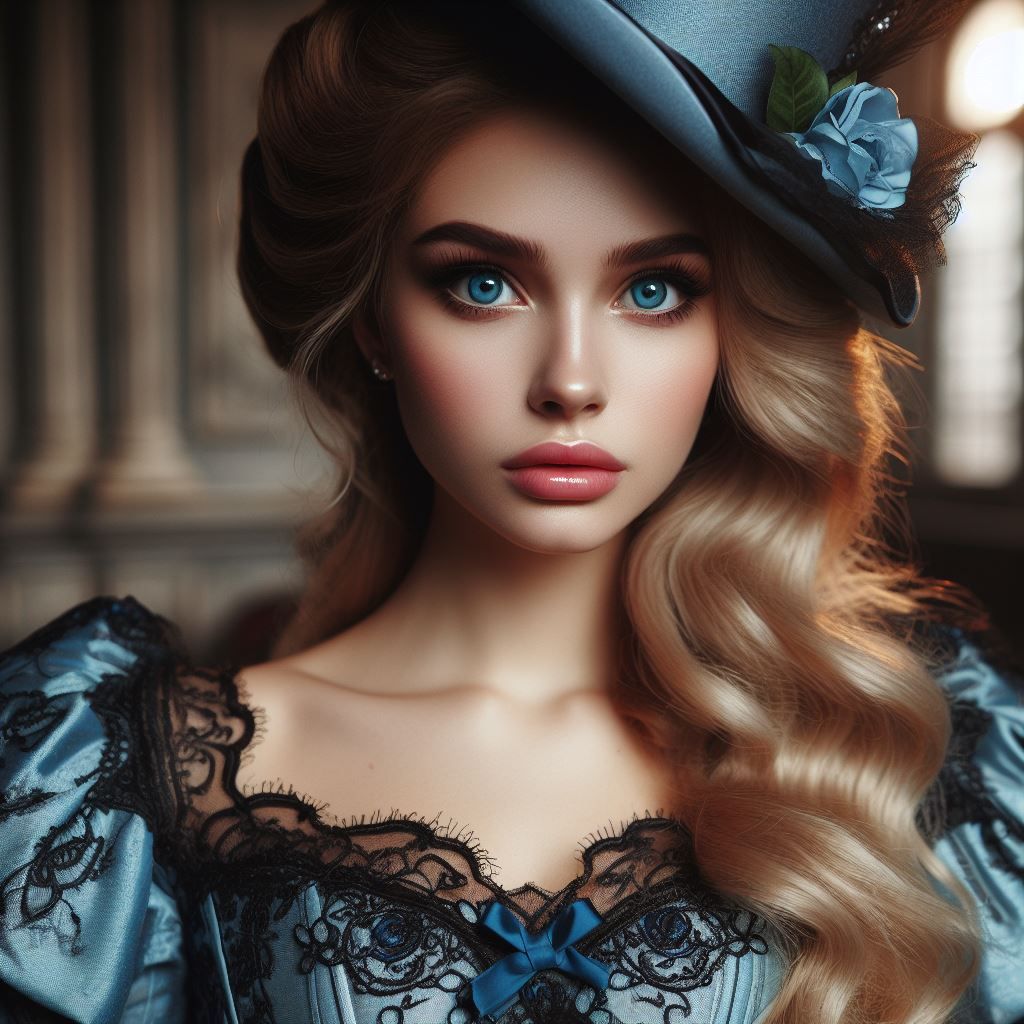 Victorian lady in blue - AI Generated Artwork - NightCafe Creator