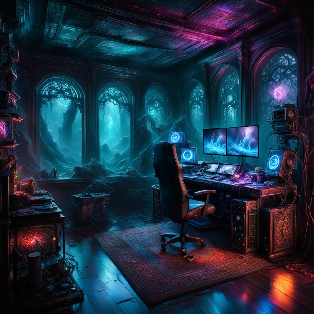 Gaming PC Setup - AI Generated Artwork - NightCafe Creator