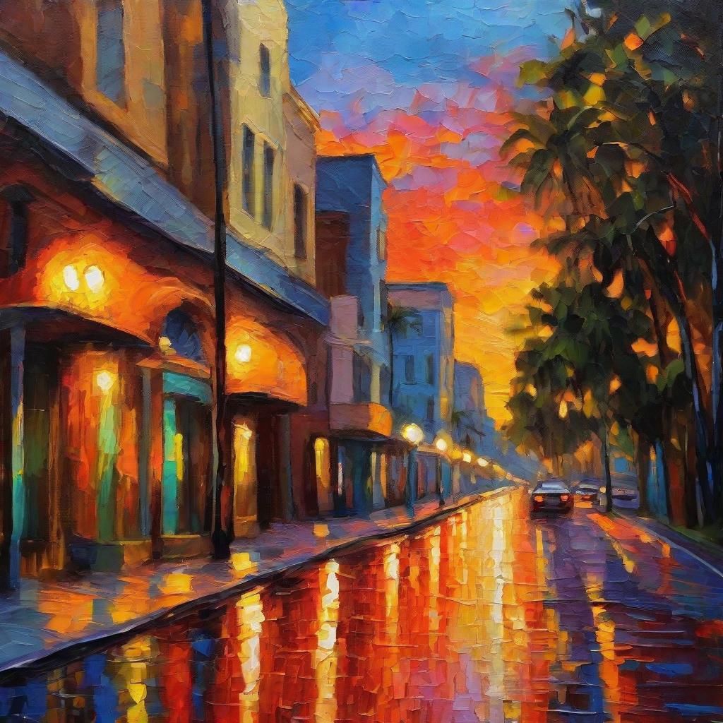 Shimmering sunset california streets lights