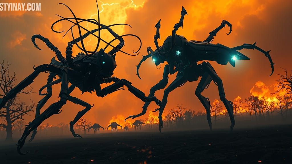 Gothic Robots Engage Apocalyptic Combat with Outer... - AI Art