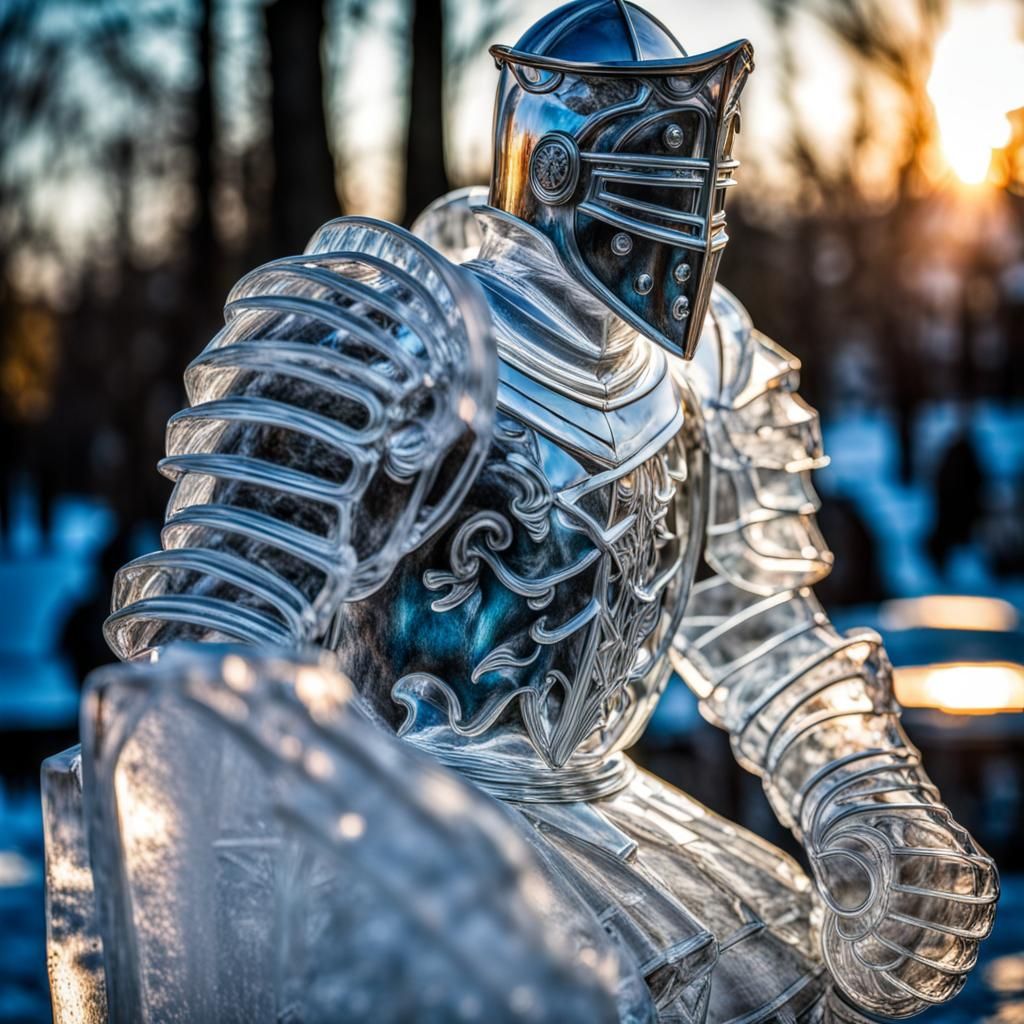 Ice sculpture of a knight - AI Generated Artwork - NightCafe Creator