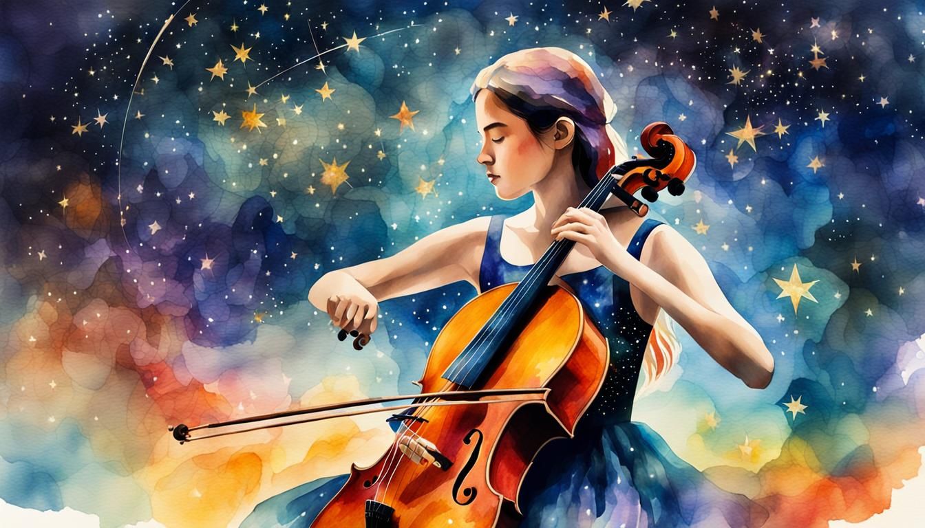 Cello artist, playing - AI Generated Artwork - NightCafe Creator