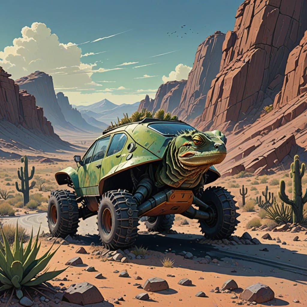 Off-Road Lizard - Hyper-Realistic Desert Lizard in Arid Terr...