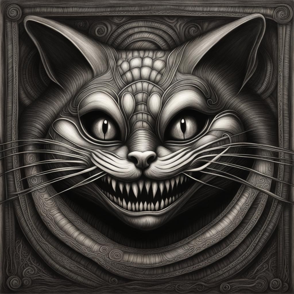 Cheshire Cat Giger Style - AI Generated Artwork - NightCafe Creator