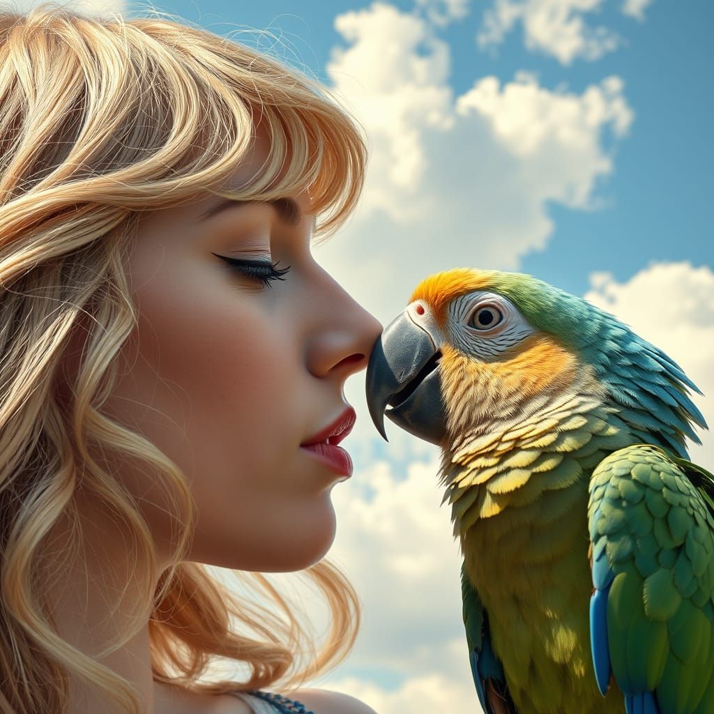 A portrait of Taylor Swift Lookalike speaking tenderly with an adorable ...