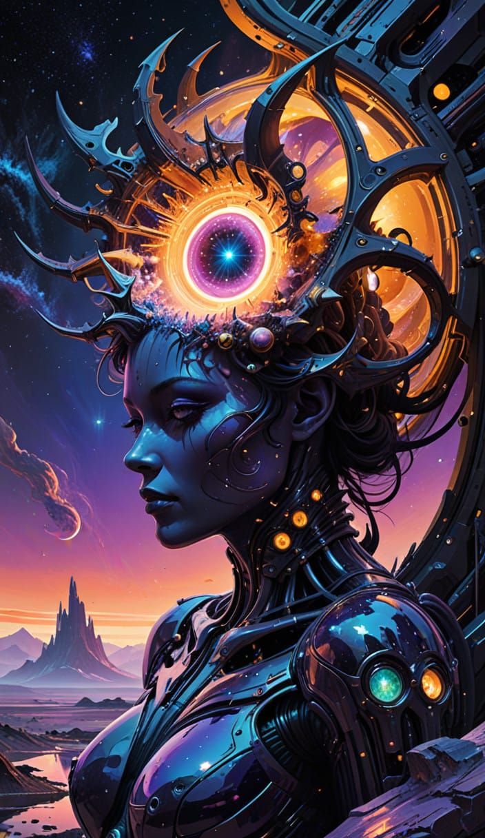 Luminous Star Clusters in Iridescent Harmony - AI Art