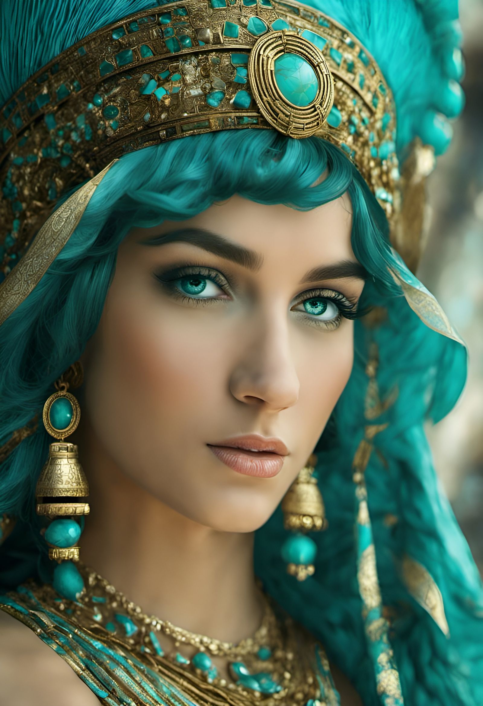 Captivating Turquoise Lady - AI Generated Artwork - NightCafe Creator