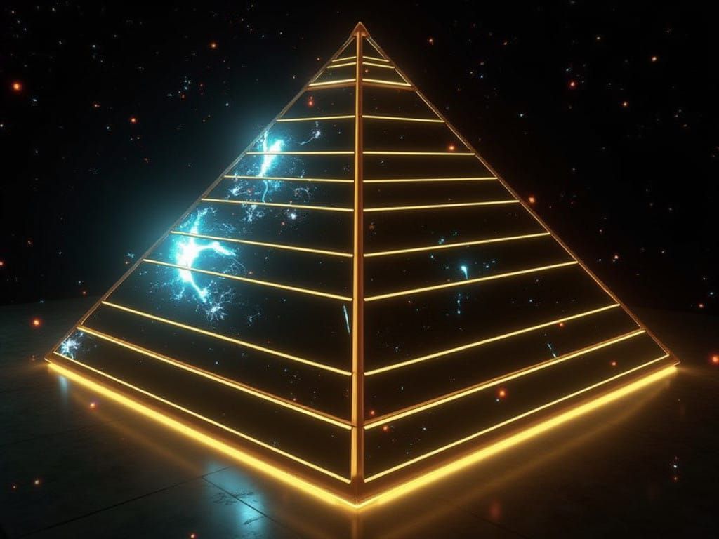 Pyramid - Sleek Metallic Pyramid in Vibrant Iridescent Hu...