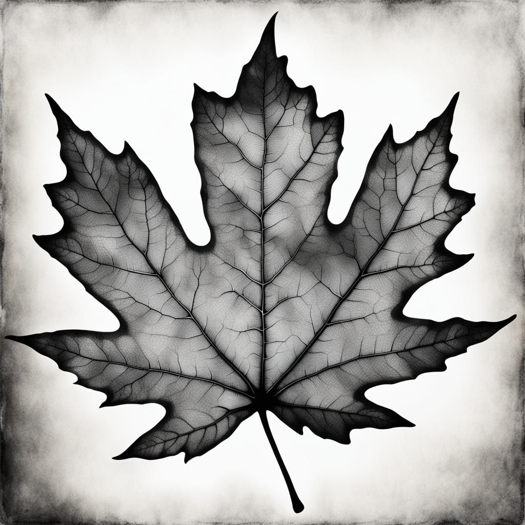 Black and white x-ray of a maple leaf. Extreme contrast - AI Generated ...