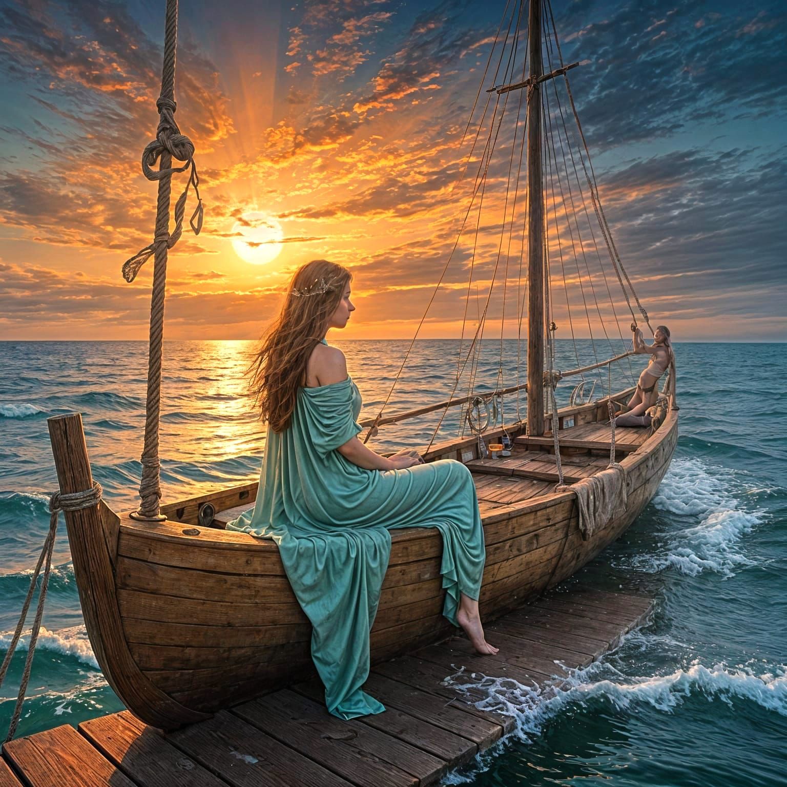 A Selkie, a mythical seal-like creature from Celtic folklore, sits ...