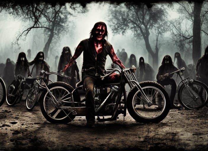 Zombie Biker Gang in texas - AI Generated Artwork - NightCafe Creator
