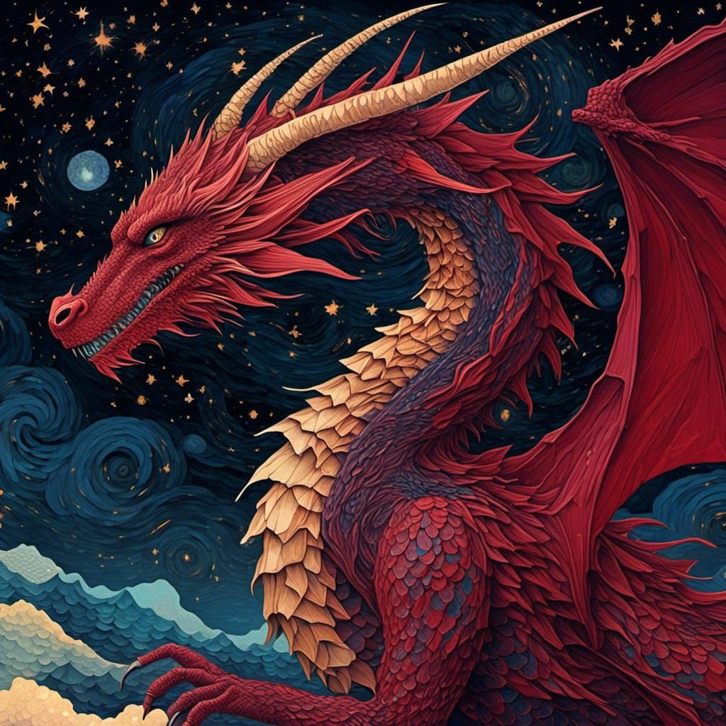 an epic maroon dragon, dark starry night, gorgeous eyes, fantasy ...