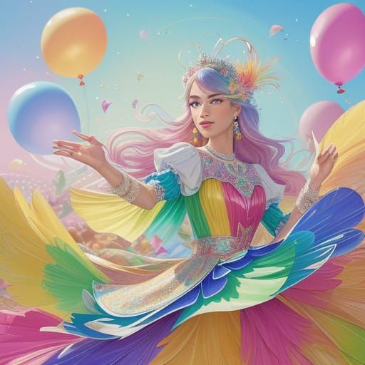 Fantastical Duck Parade in Whimsical Gouache Art - AI Art