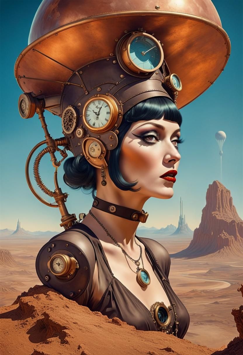 Vintage photo of Steampunk Flapper lady from Mars by Salvador Dali and ...