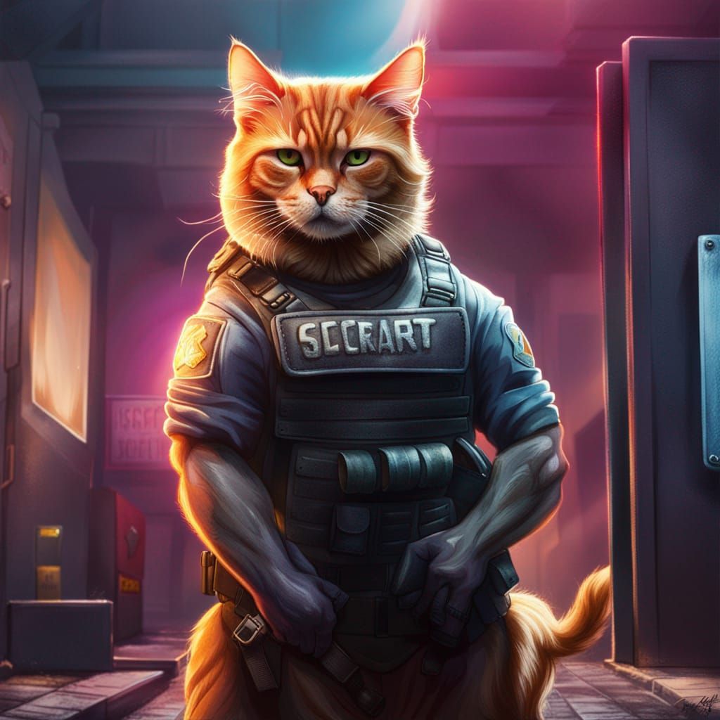 Super muscular guard cat. - AI Generated Artwork - NightCafe Creator