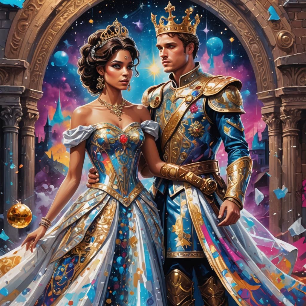 Prince Charming with his Princess wearing a sequenced Tulle Ball Dress ...