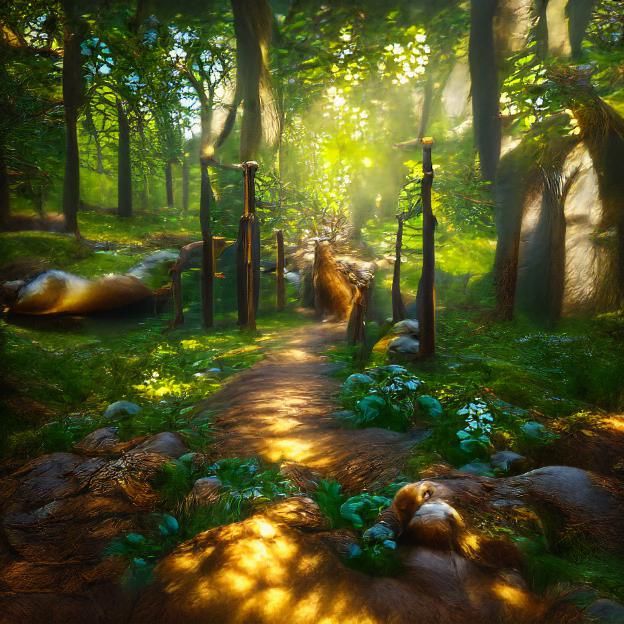 Peaceful sunlit woodland path beautifully lit Albert Bierstadt (2) [8K ...