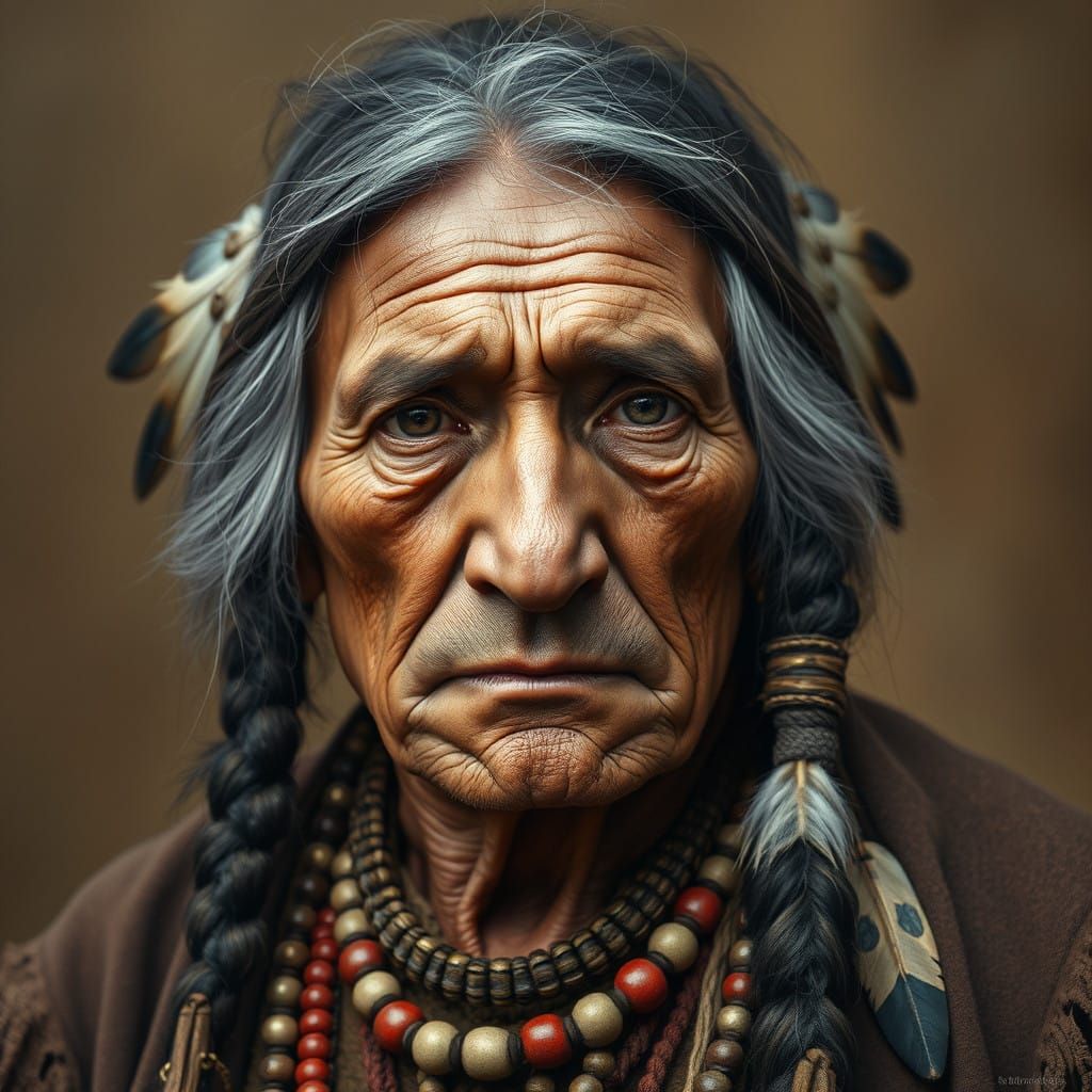 Hyperrealistic Portrait of a Wise Native American ... - AI Art