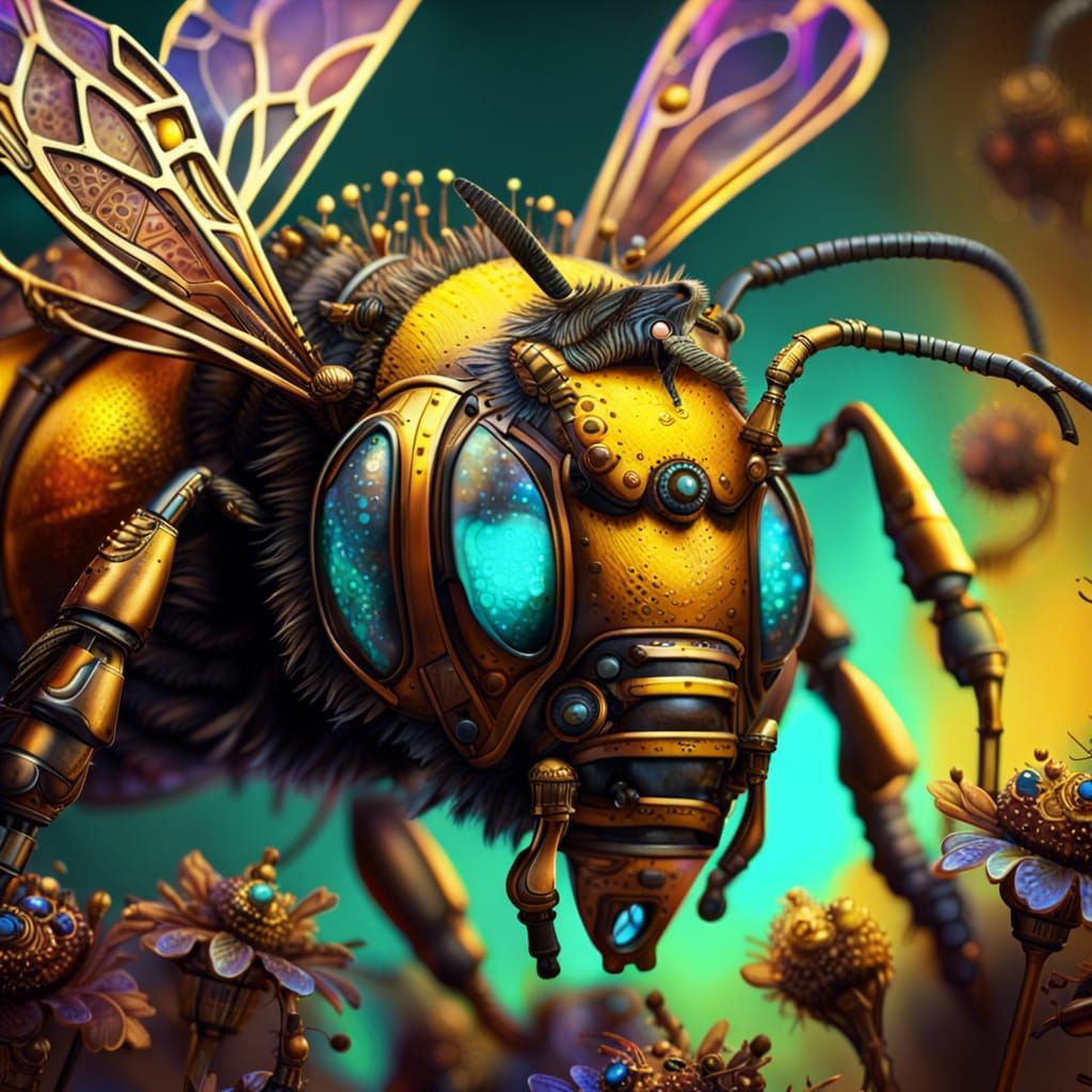 A steampunk bees - AI Generated Artwork - NightCafe Creator